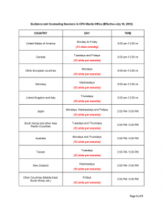 New schedule for the Pre-Departure Orientation Seminar (PDOS), Peer ...