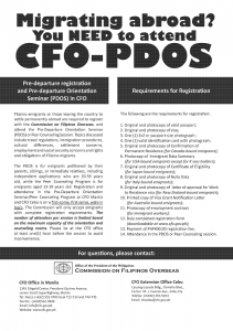 New schedule for the Pre-Departure Orientation Seminar (PDOS), Peer ...